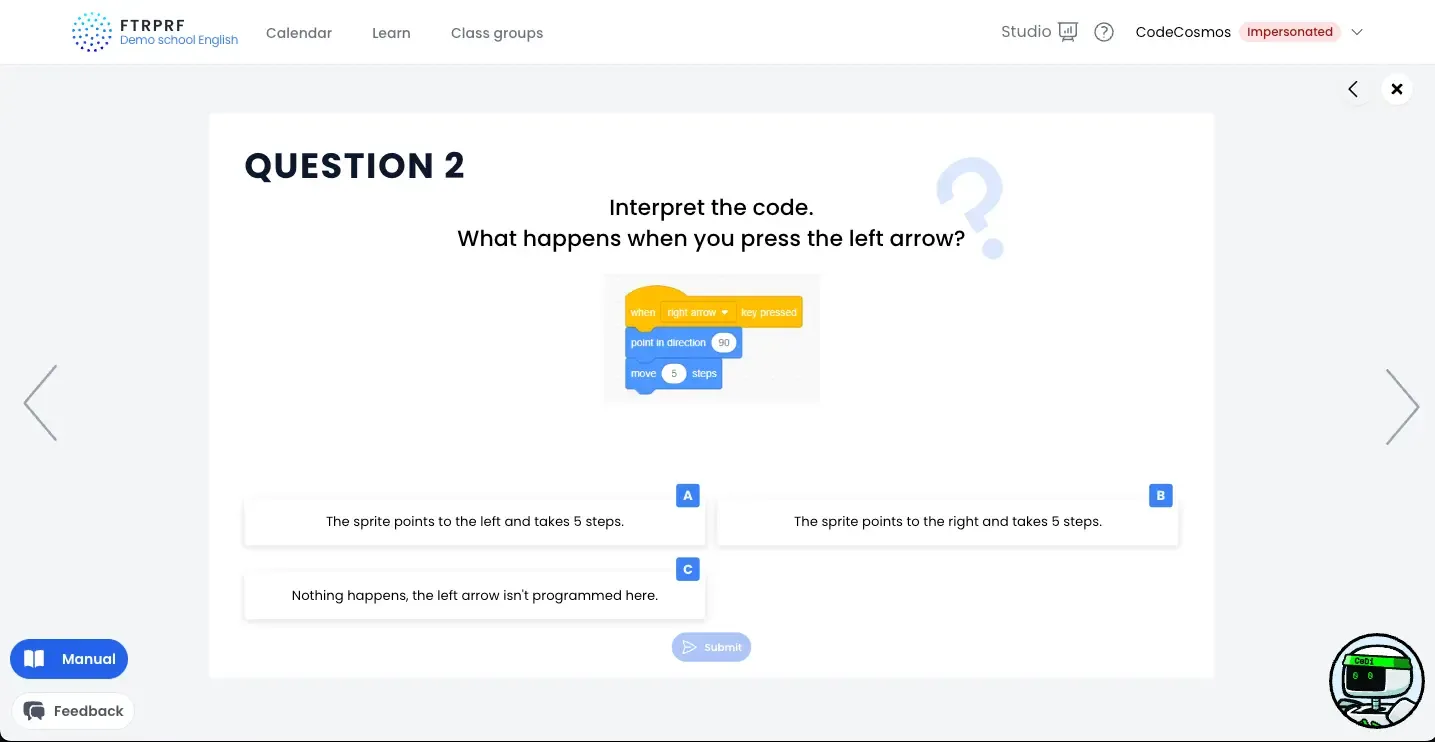CodeCosmos - teaching materials in a digital environment: request a demo!