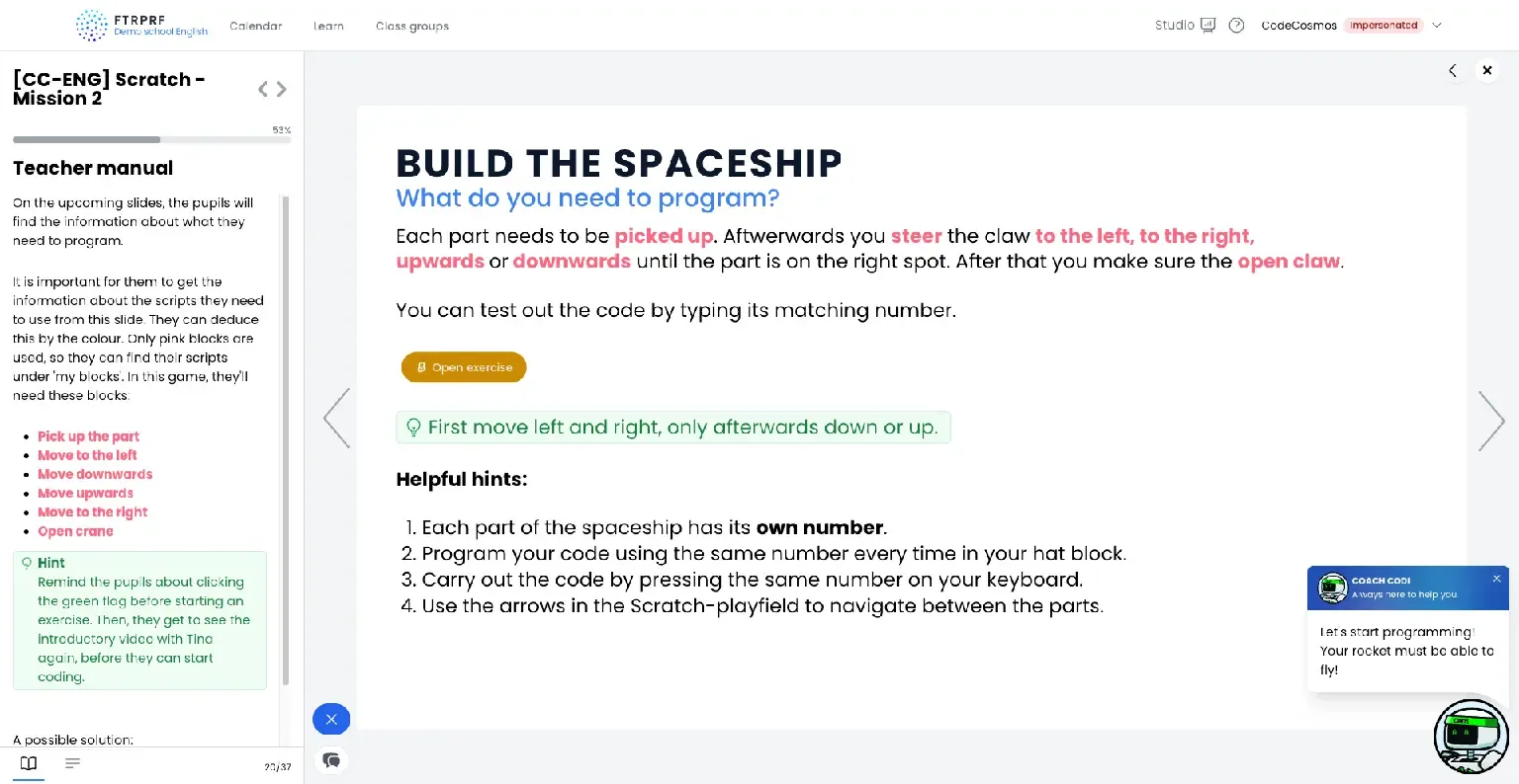 CodeCosmos - teaching materials in a digital environment: request a demo!